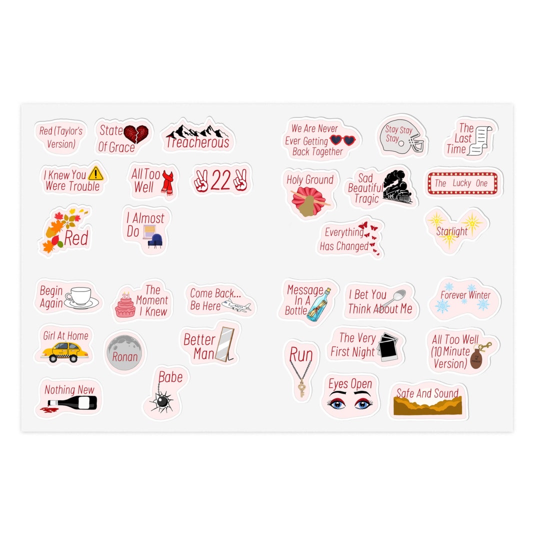 Red taylor's Version Sticker Sheet - Etsy