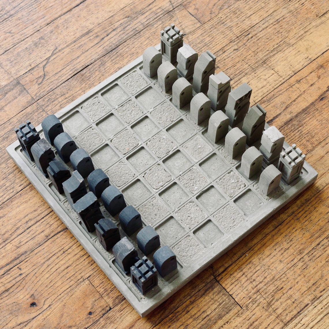 Concrete Brutalist Chess Set | Etsy