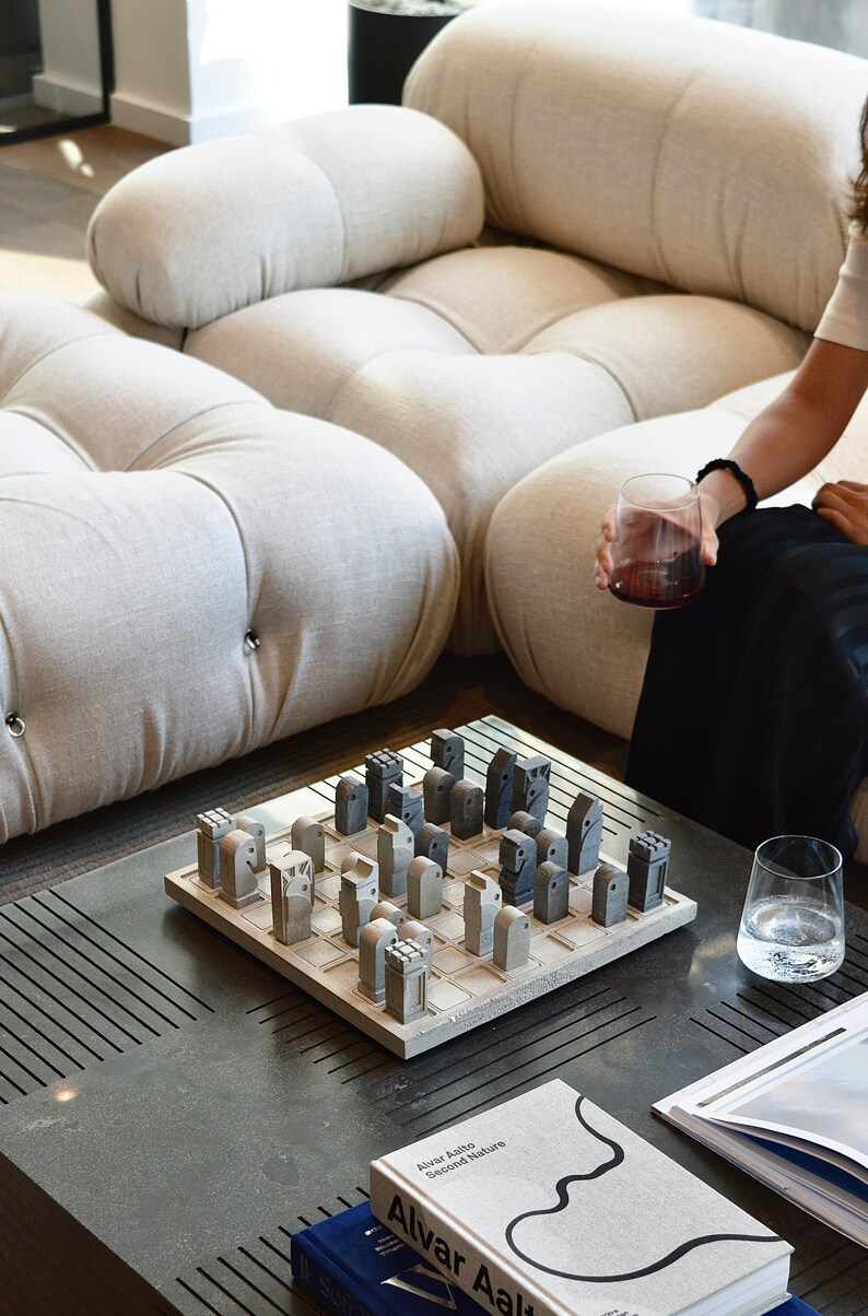 Concrete Brutalist Chess Set - Etsy