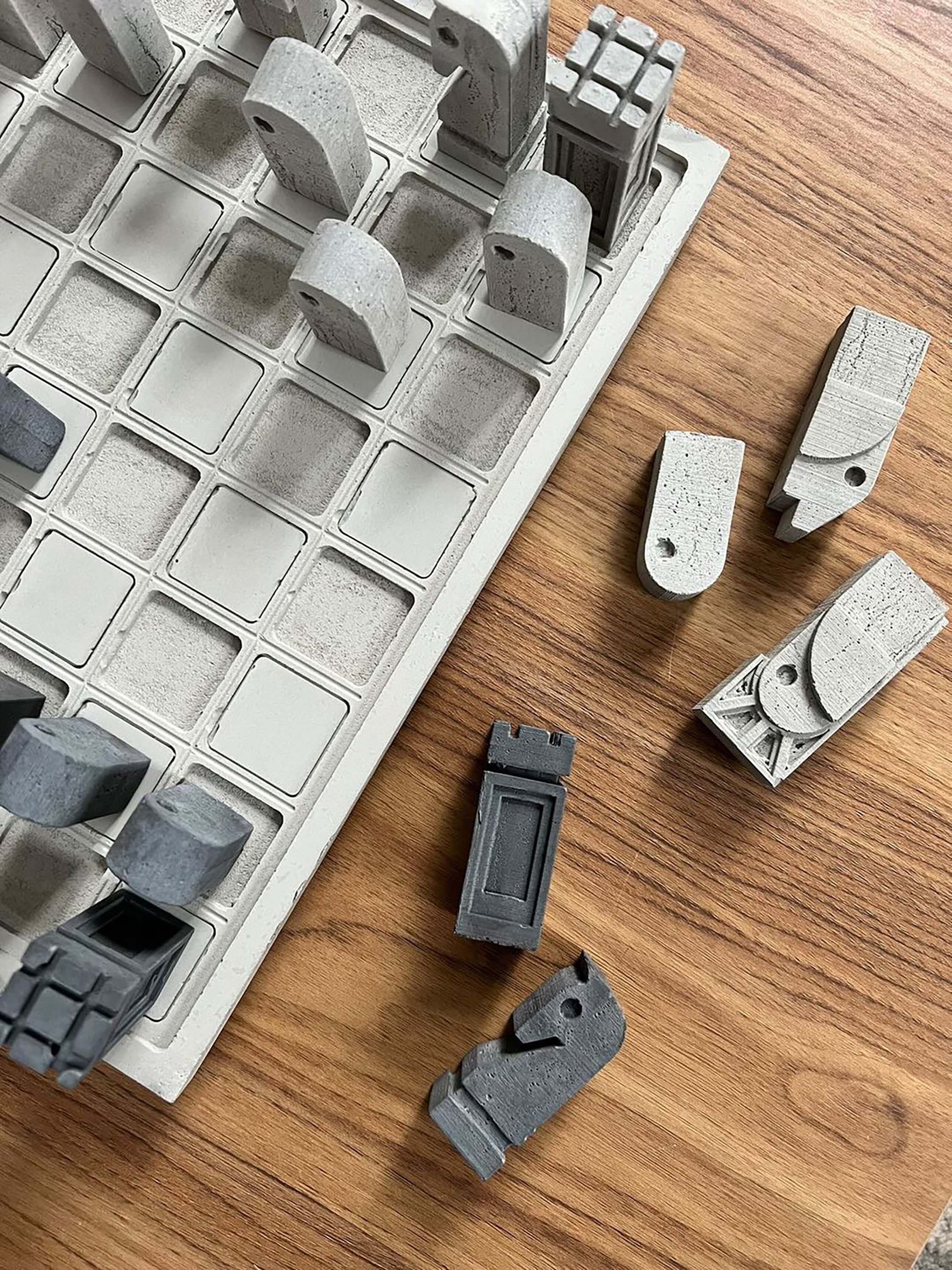 Concrete Brutalist Chess Set - Etsy
