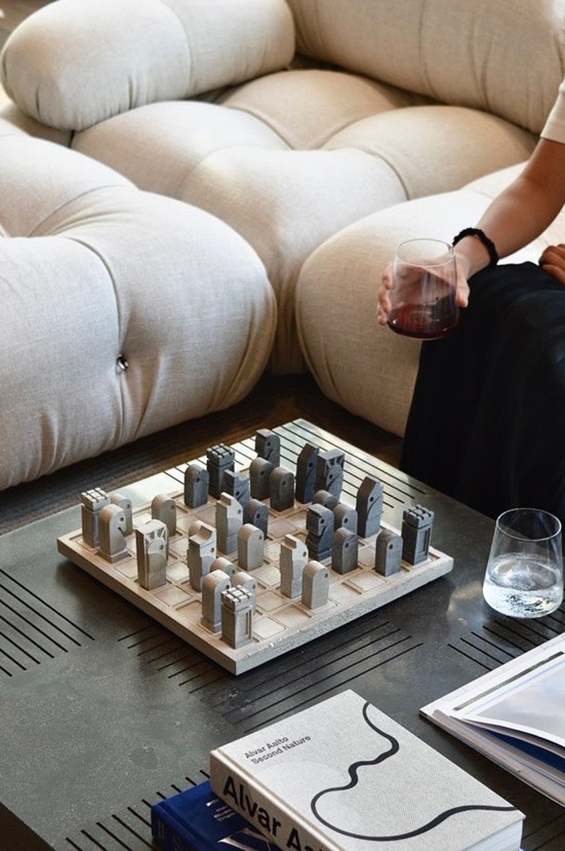 Concrete Brutalist Chess Set - Etsy