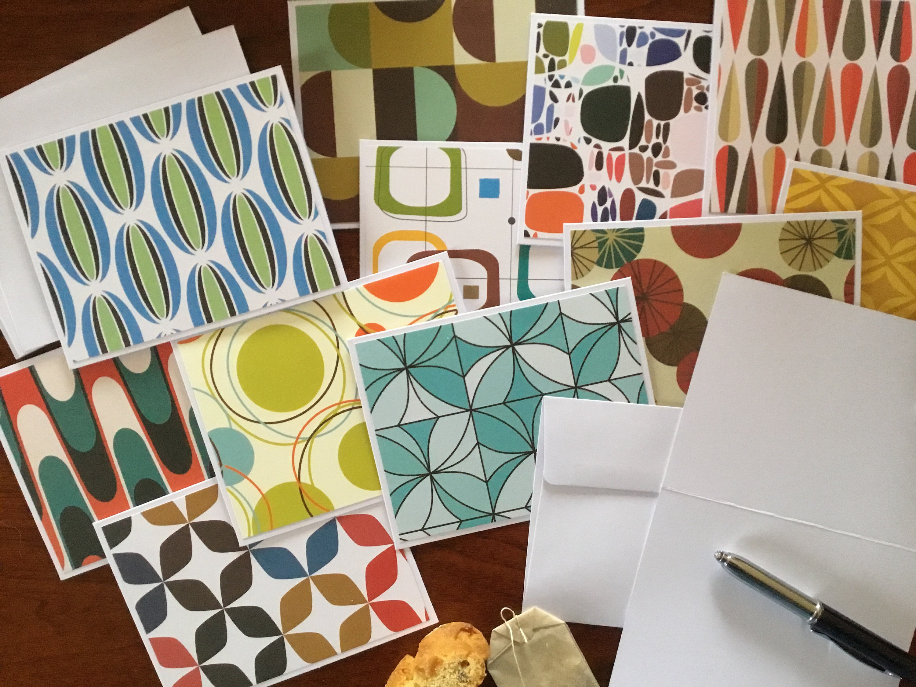 Set of 12 Mid Century Modern Note Cards - Etsy