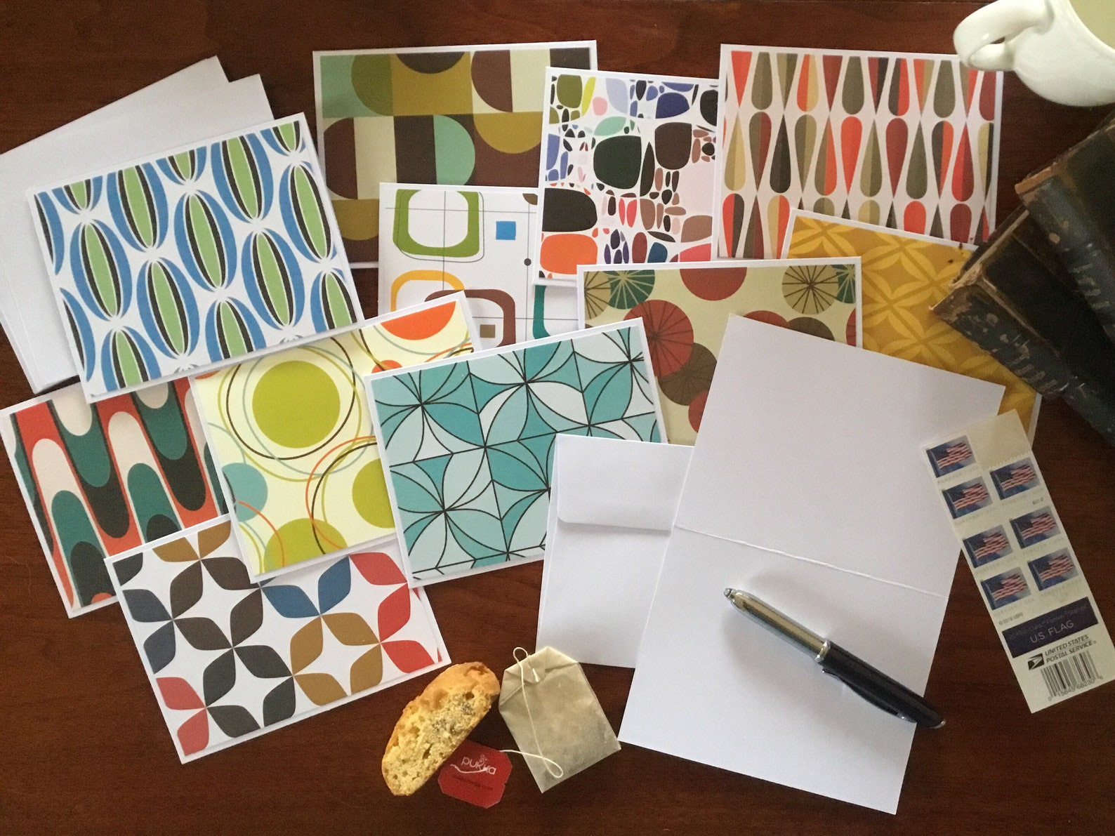Set of 12 Mid Century Modern Note Cards - Etsy