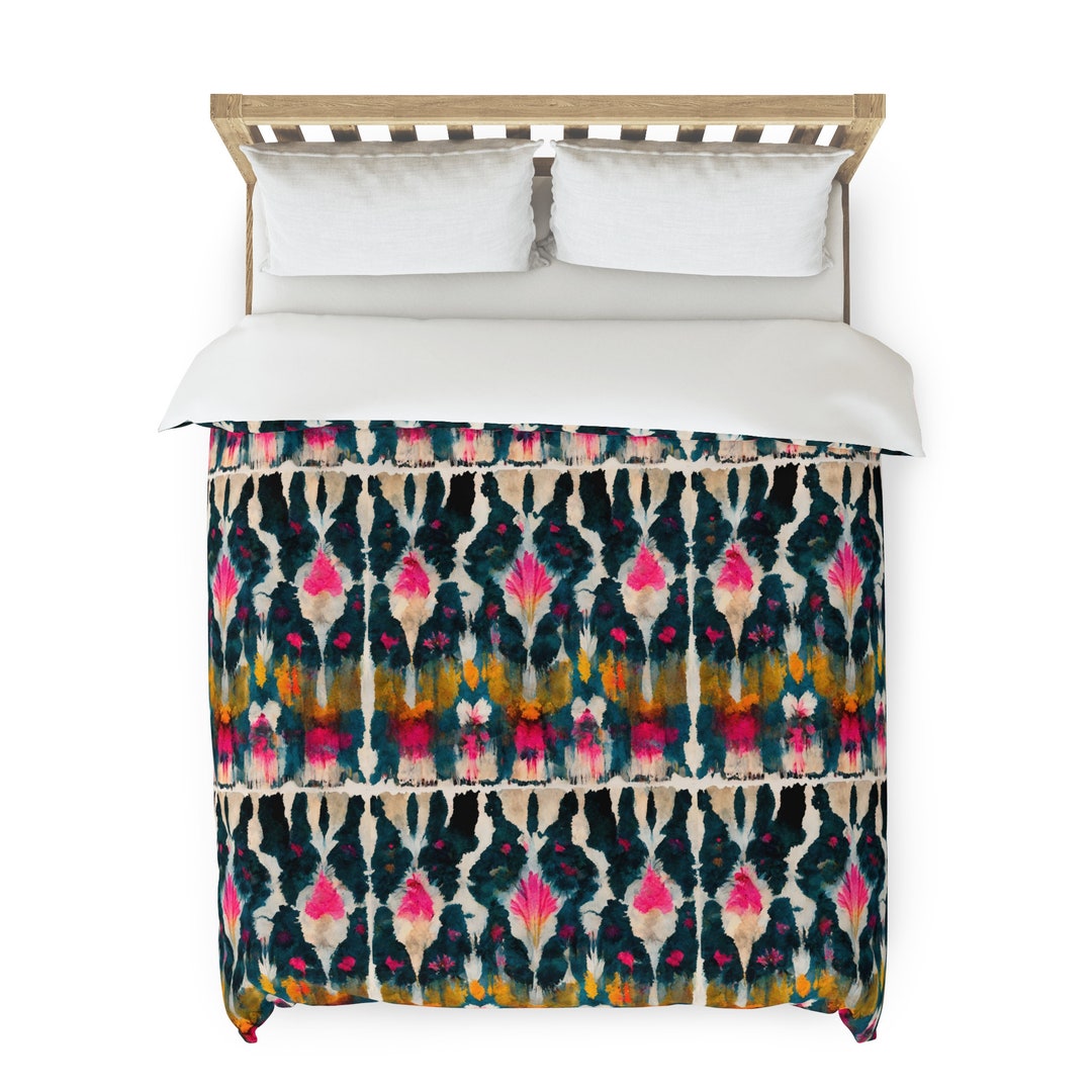 IKAT Boho Watercolor Indigo Bedding | Duvet Cover | King, Queen,twin XL ...