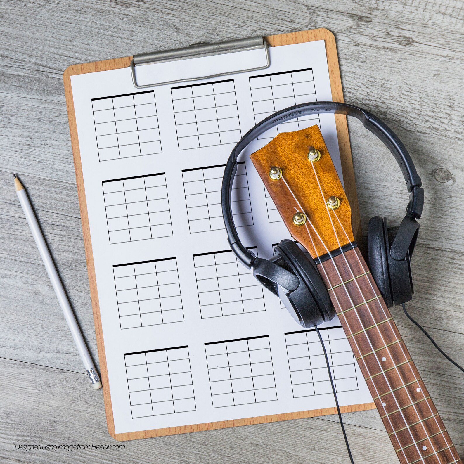 Ukulele Chord Chart Diagram: Printable Blank Templates + Fretboard ...