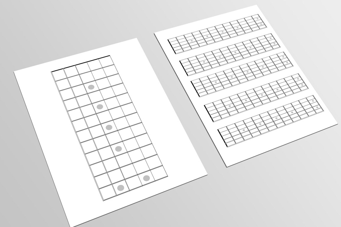 Guitar Fretboard Diagram: Blank Printable Neck Chart (digital Download ...