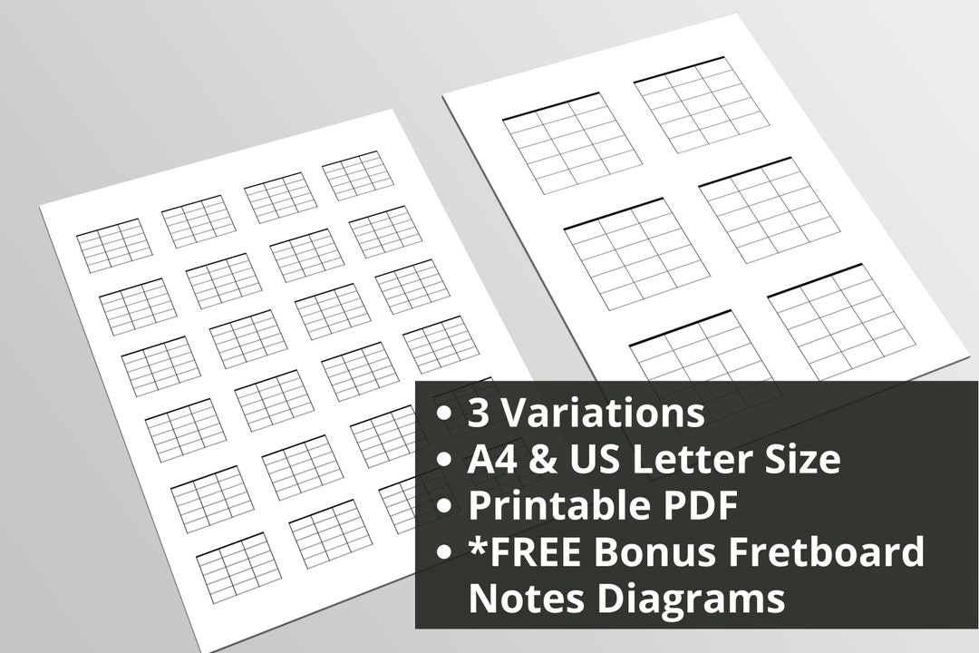 Ukulele Blank Guitar Chord Chart Diagram Printable PDF A4 + US Letter ...