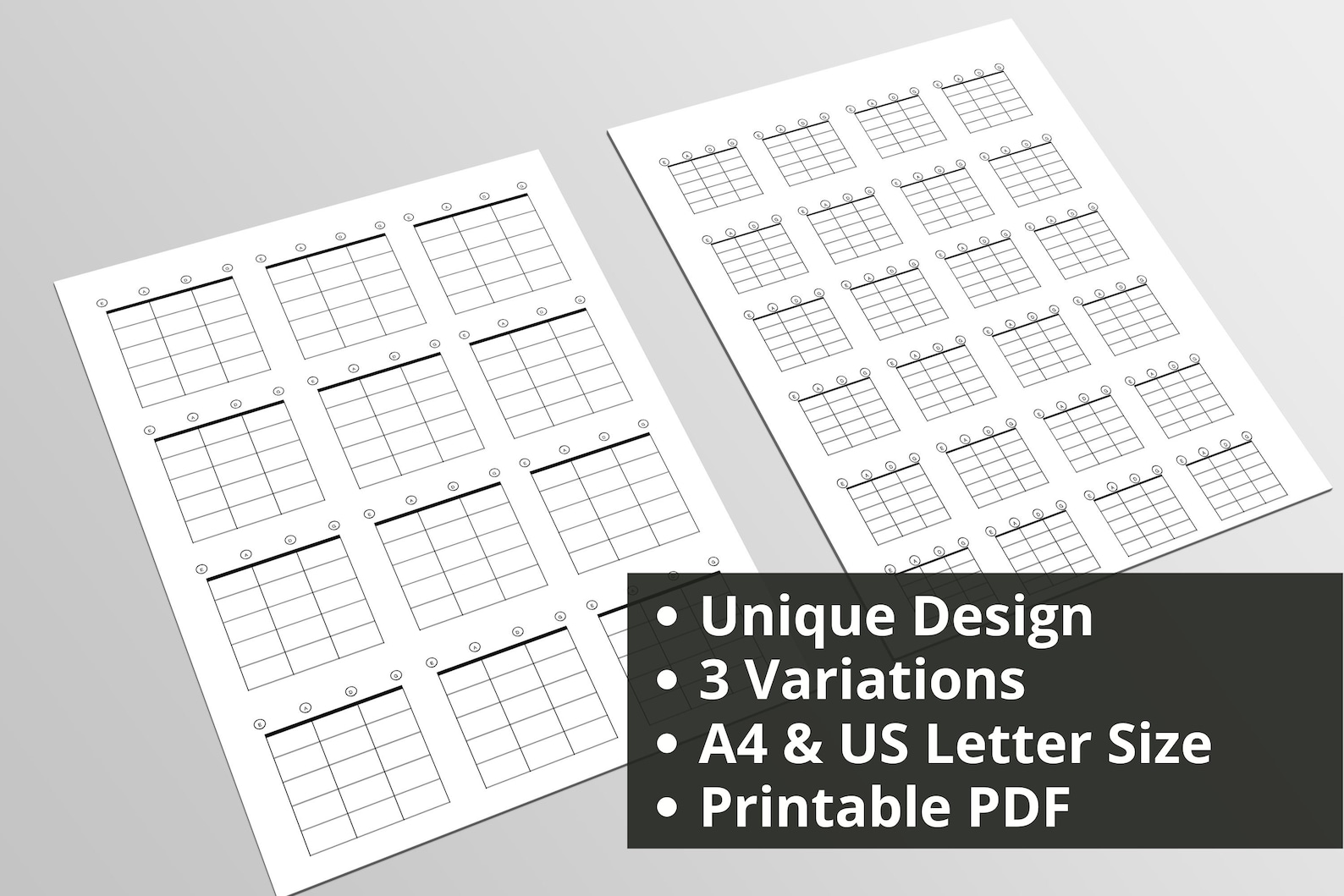 Blank Bass Guitar Chord Chart Diagrams Printable PDF A4 + US Letter ...