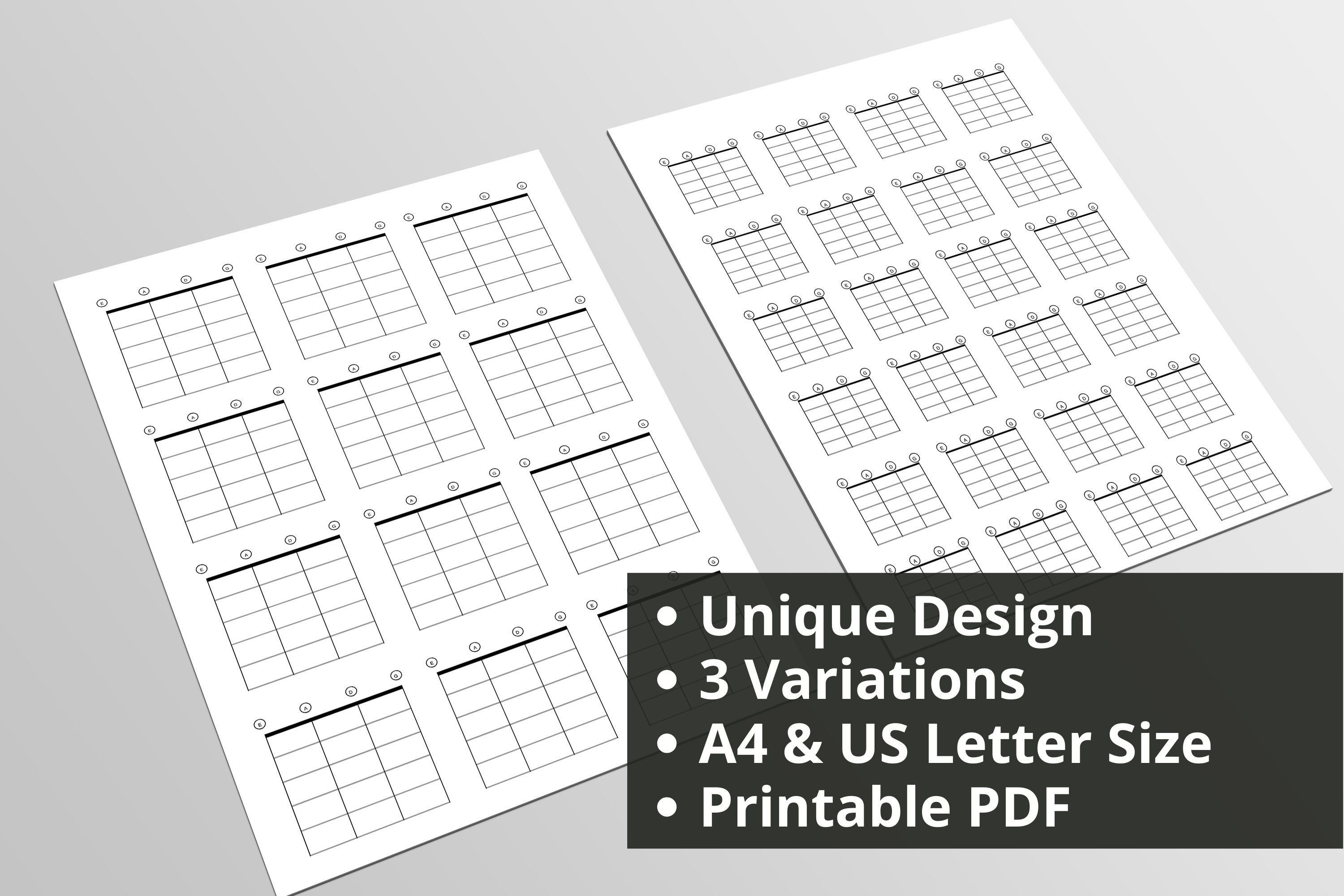 Blank Bass Guitar Chord Chart Diagrams Printable PDF A4 + US Letter ...