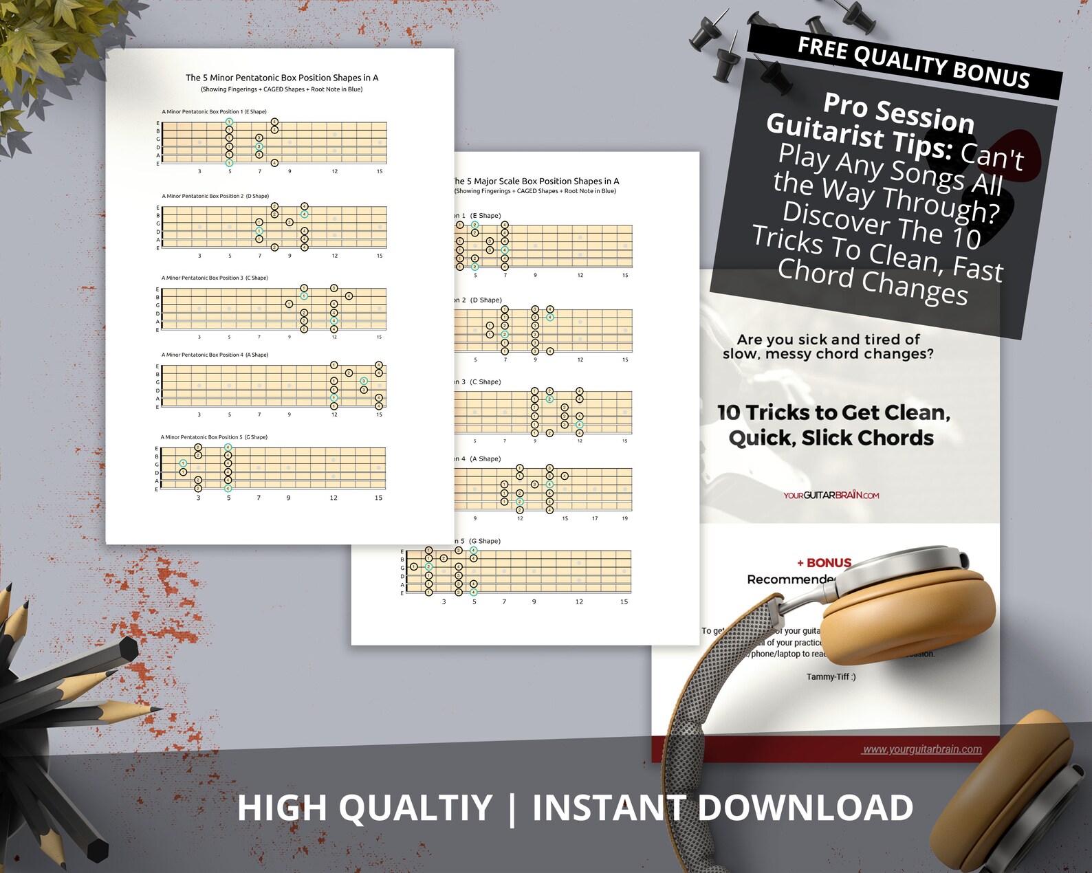 Guitar Chart Mega Bundle - Printable A4 PDF - Chord Charts, Tablature ...