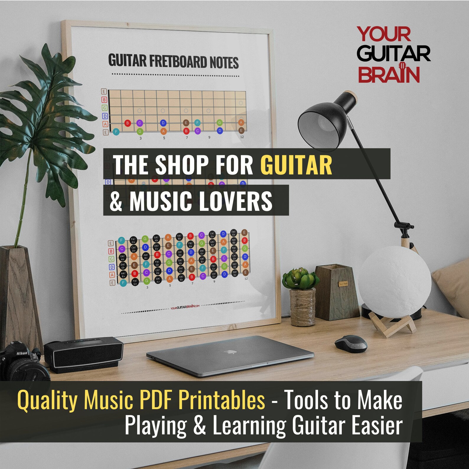 Guitar Fretboard Diagram: Blank Printable Neck Chart (digital Download ...