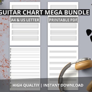 Guitar Chart Mega Bundle - Printable A4 PDF - Chord Charts, Tablature ...