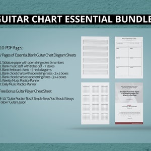 Guitar Chord Chart Bundle: Tablature, Fretboard & Practice Planner (PDF ...