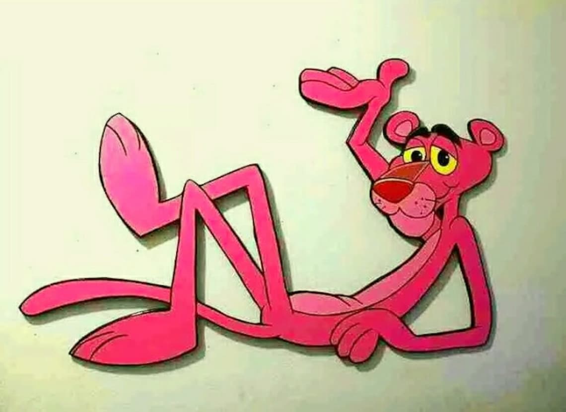 Pink Panther / Big size Hand Painted Wood Wall Art | Etsy