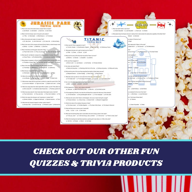 Classic Movie Trivia Quiz: Printable Party Game (PDF) - Etsy