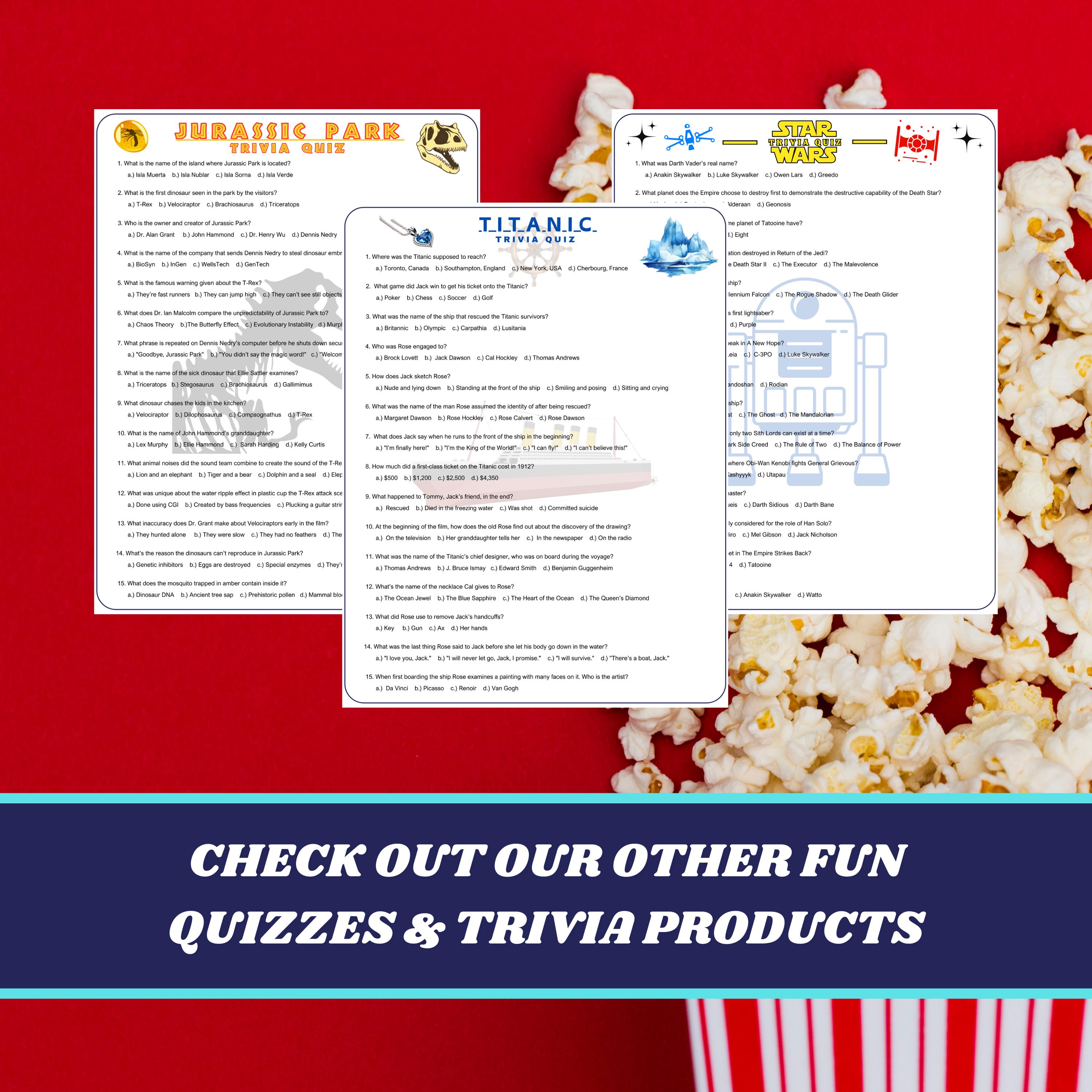 Classic Movie Trivia Quiz: Printable Party Game (PDF) - Etsy