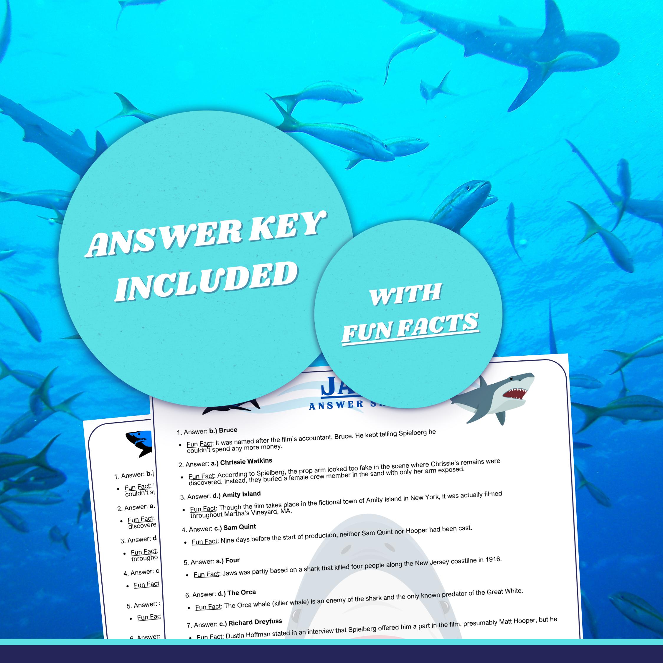 Jaws Movie Trivia Quiz Game - Printable Party Game (PDF) - Etsy