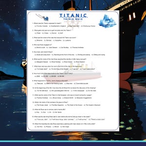 Titanic Movie Trivia Quiz: 15 Questions (printable PDF) - Etsy