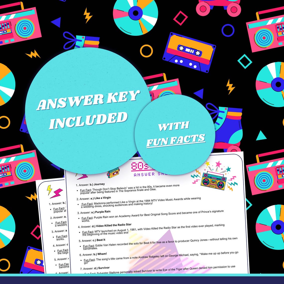 80s Music Trivia Quiz: Printable Party Game (PDF) - Etsy