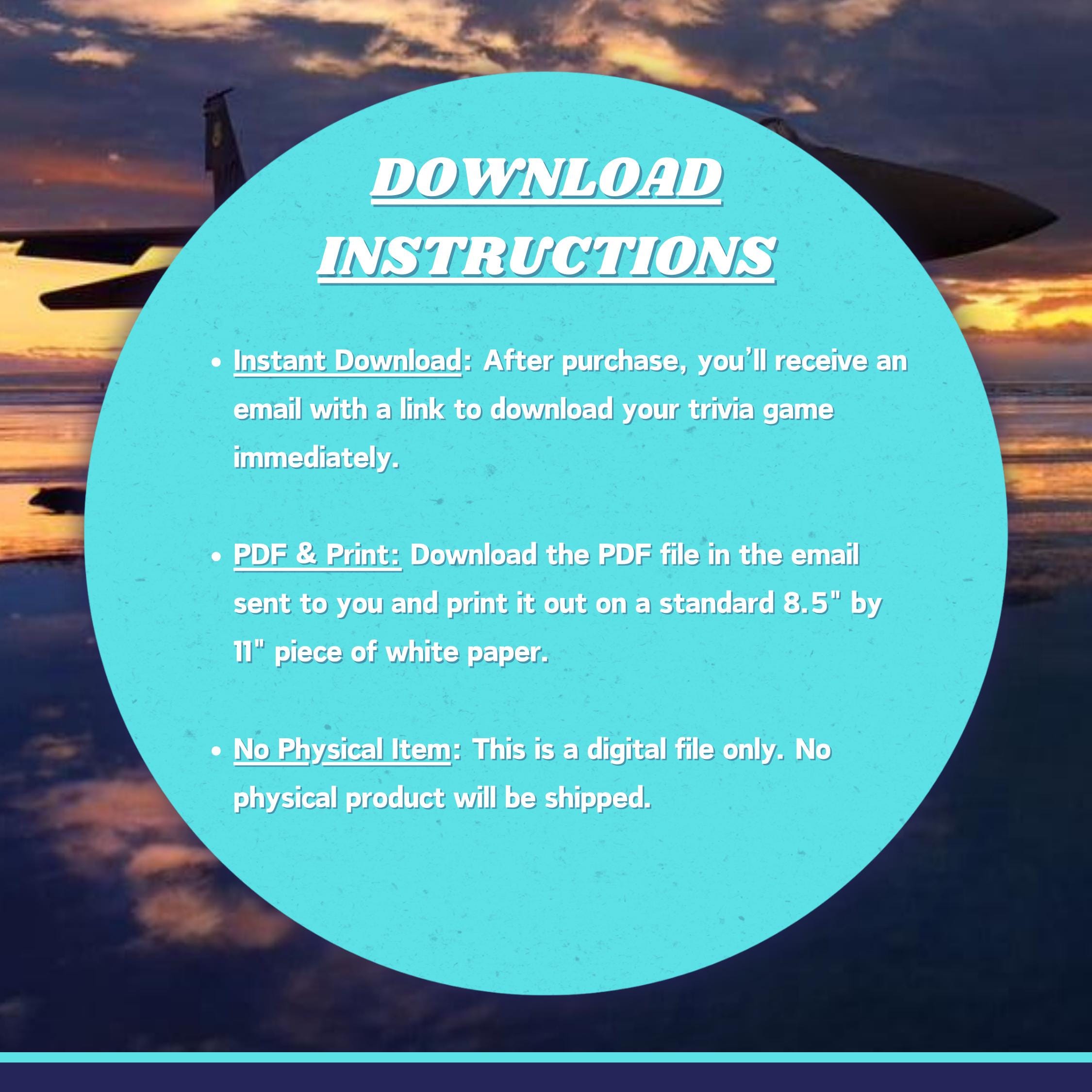 Top Gun Movie Trivia Quiz Printable Trivia Game, Top Gun Party Game ...