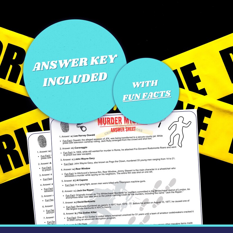 Murder Mystery Trivia Quiz - Printable Trivia Game, Murder Mystery ...