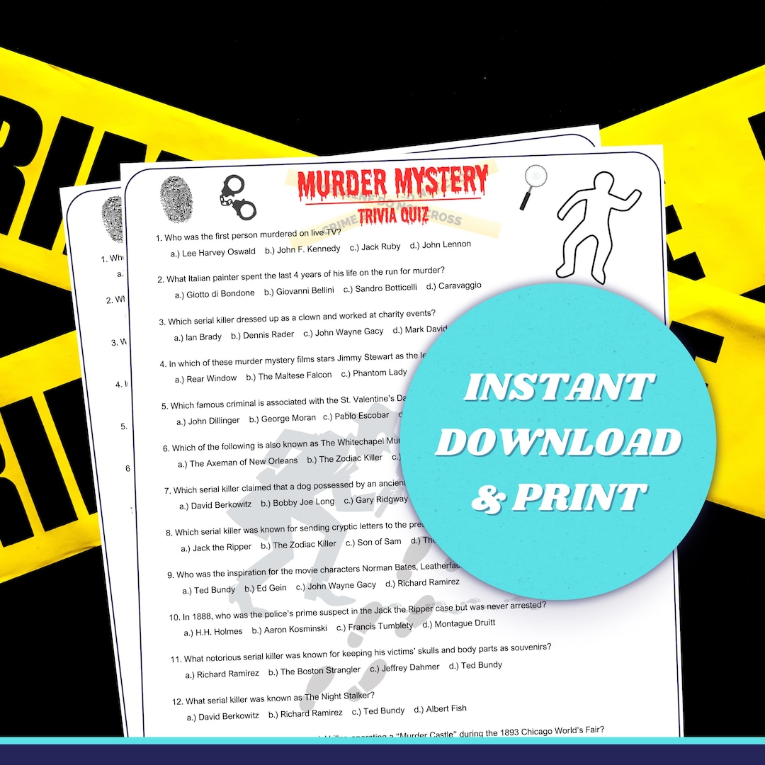 Murder Mystery Trivia Quiz – Serial Killer True Crime (printable PDF ...