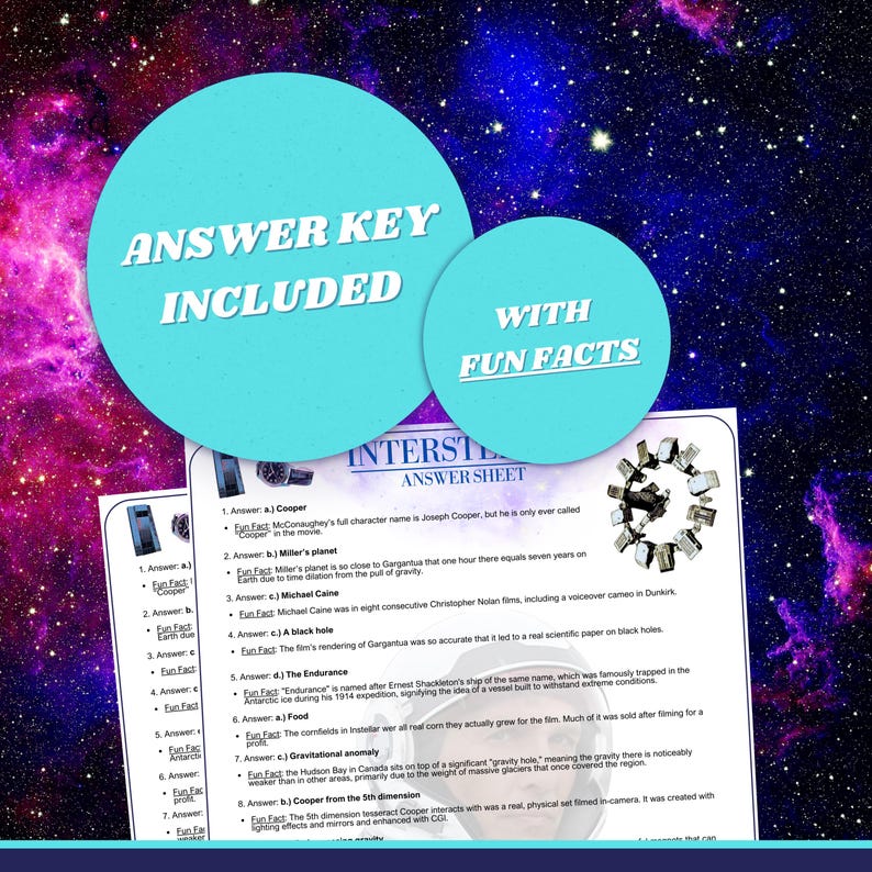 Interstellar Trivia Quiz - Printable Trivia Game, Interstellar Trivia ...