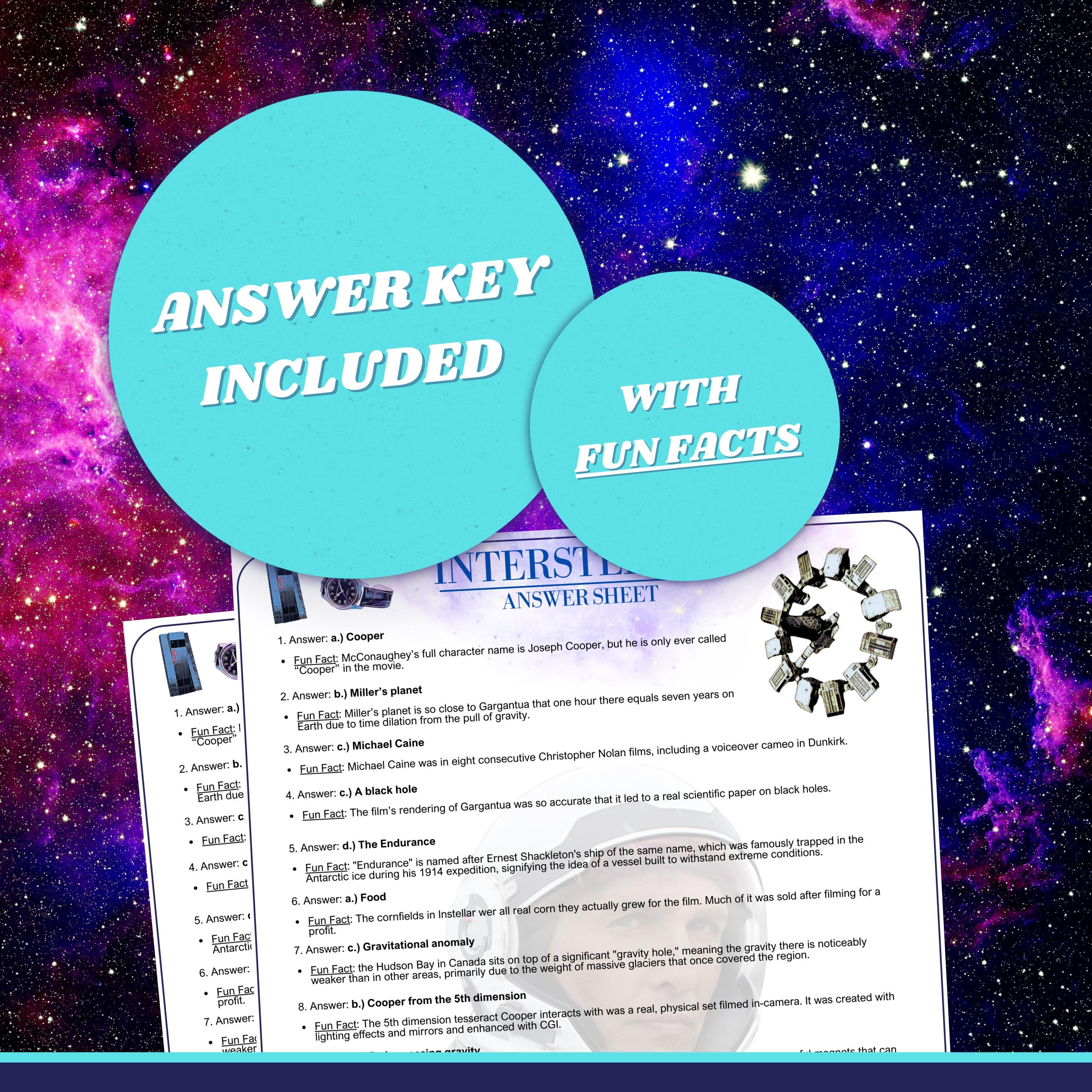 Interstellar Trivia Quiz - Printable Trivia Game, Interstellar Trivia ...