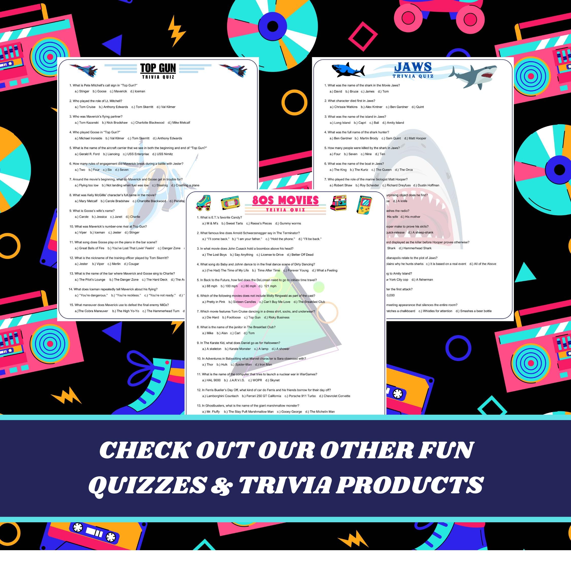80s Music Trivia Quiz: Printable Party Game (PDF) - Etsy