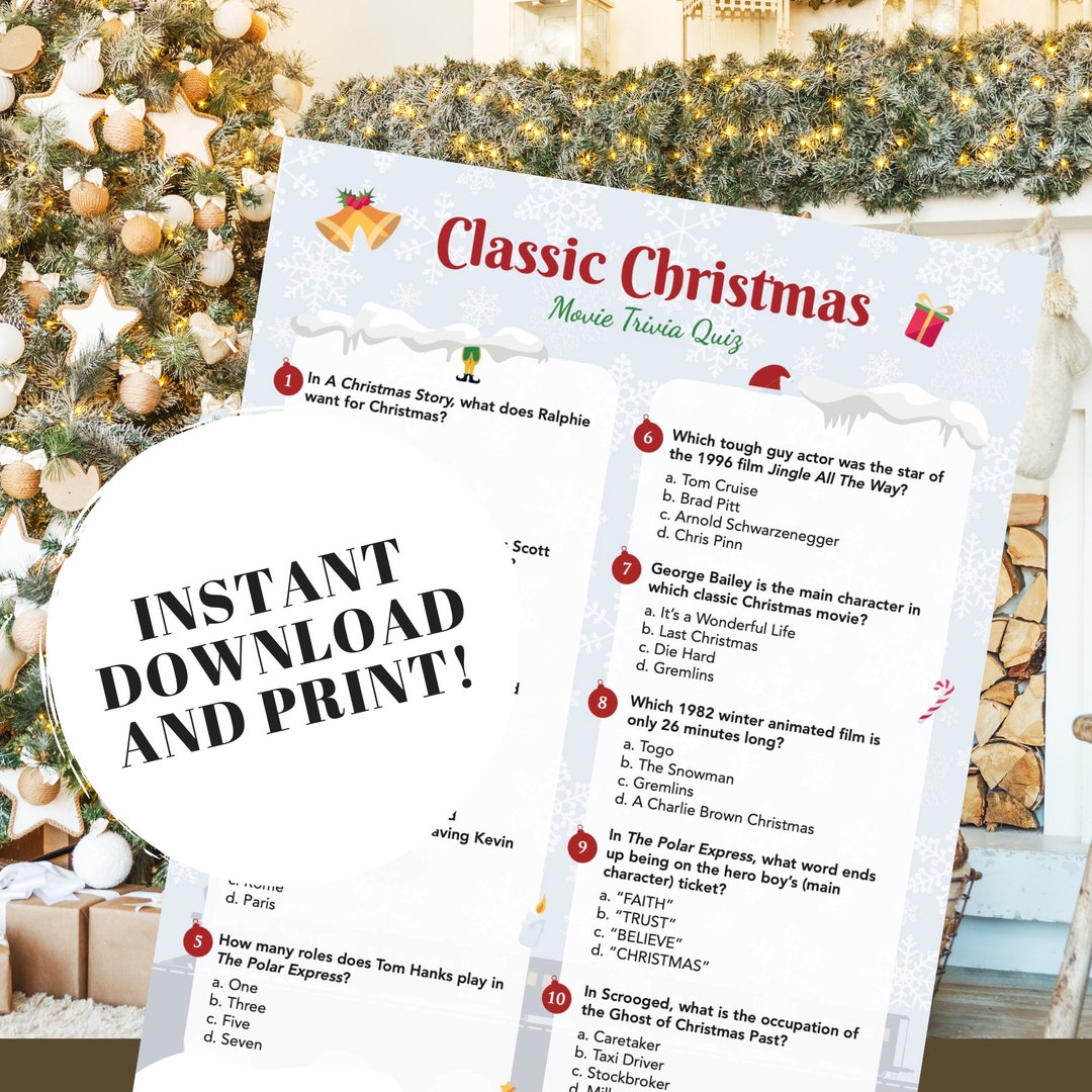 Classic Christmas Movie Trivia Quiz W/ Answers Printable Trivia Game ...