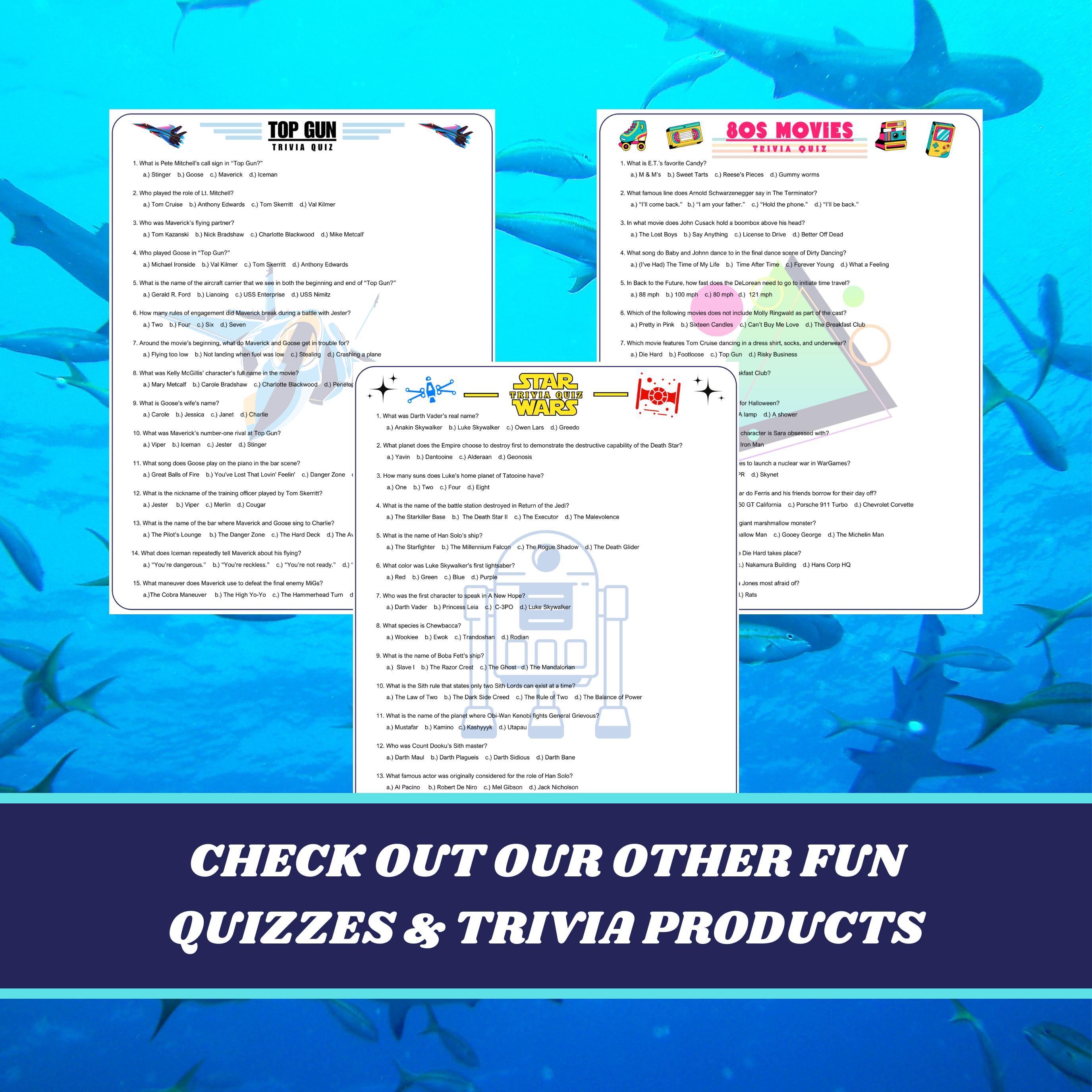 Jaws Movie Trivia Quiz Game - Printable Party Game (PDF) - Etsy