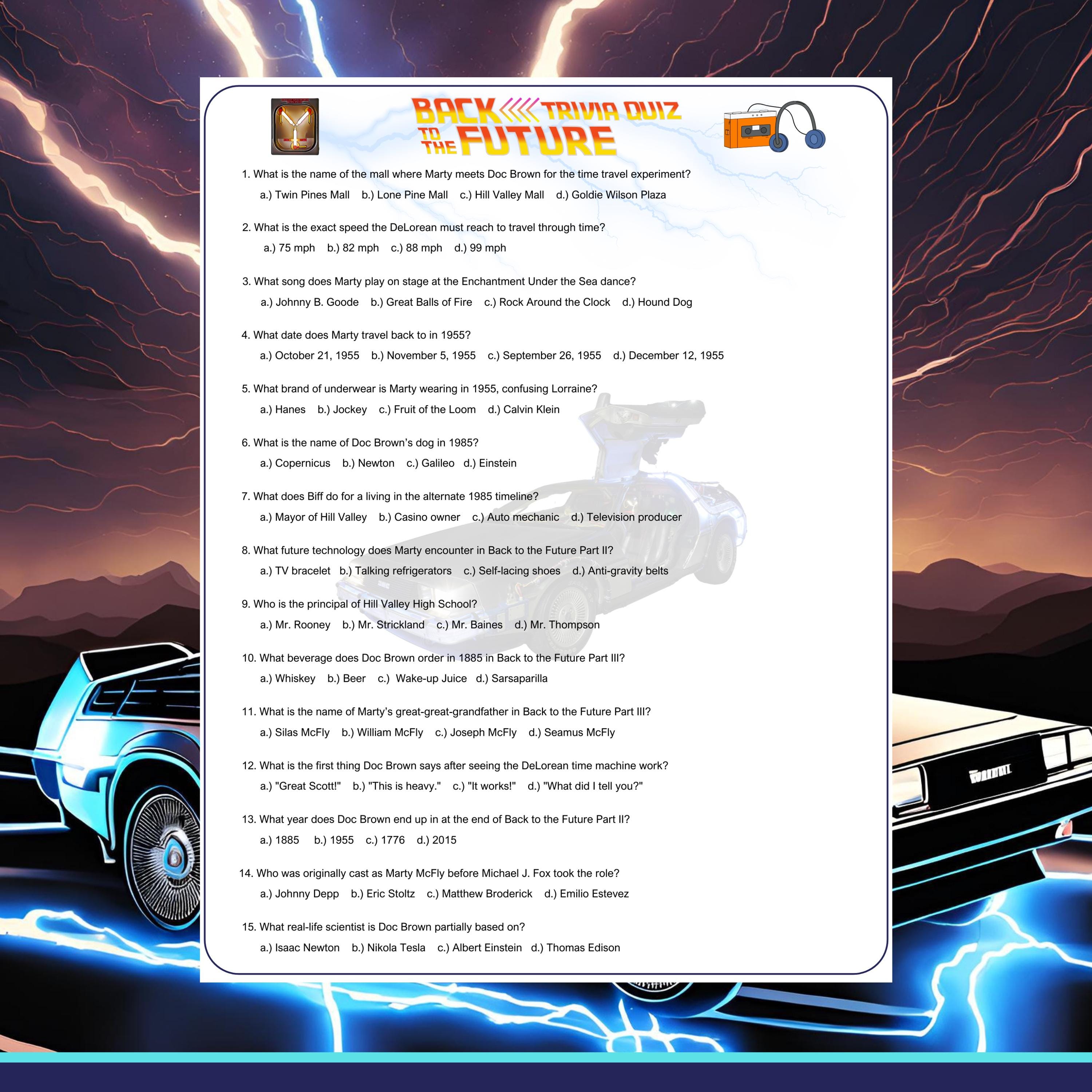 Back to the Future Trivia Quiz - Printable Trivia Game, Back to the ...