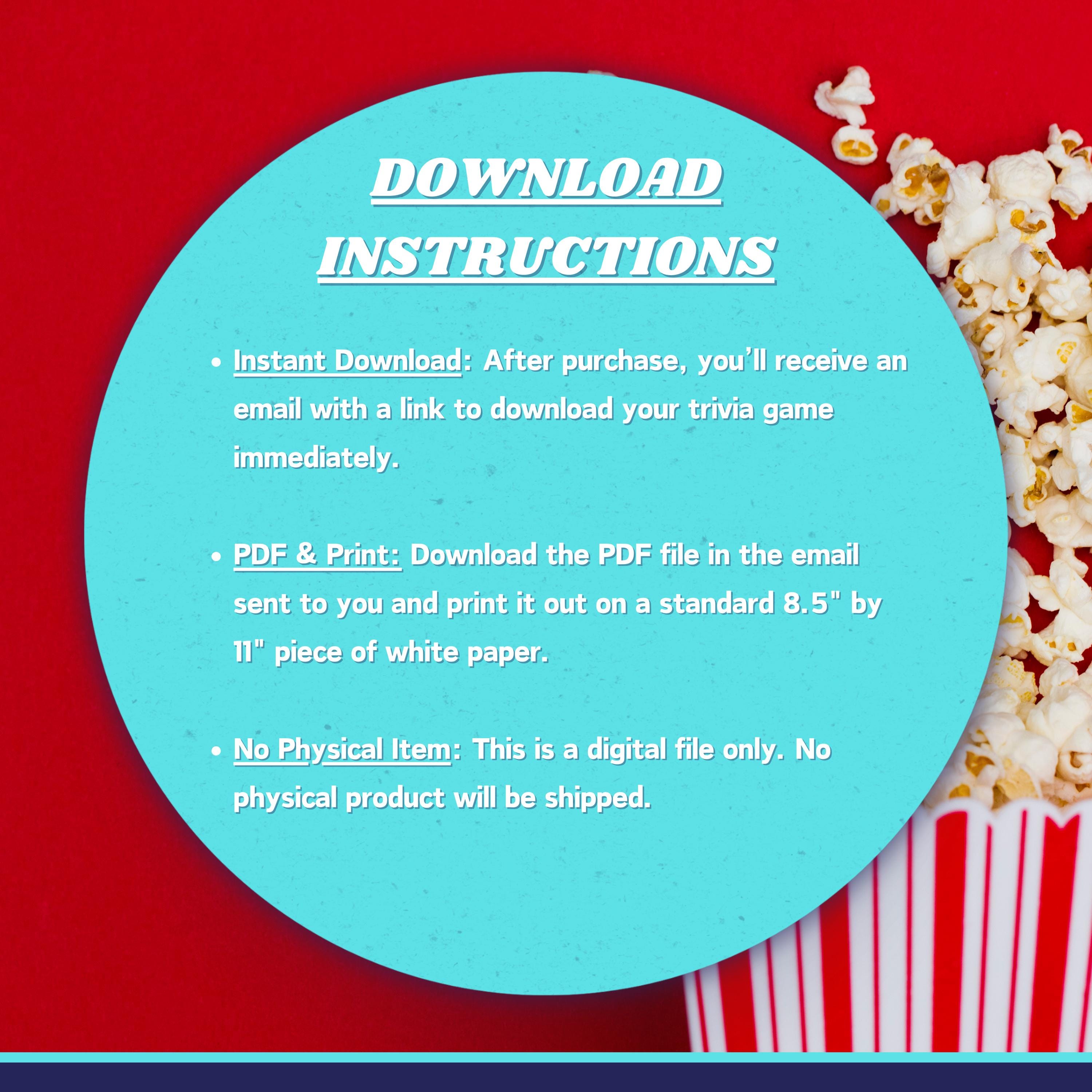 Classic Movie Trivia Quiz: Printable Party Game (PDF) - Etsy
