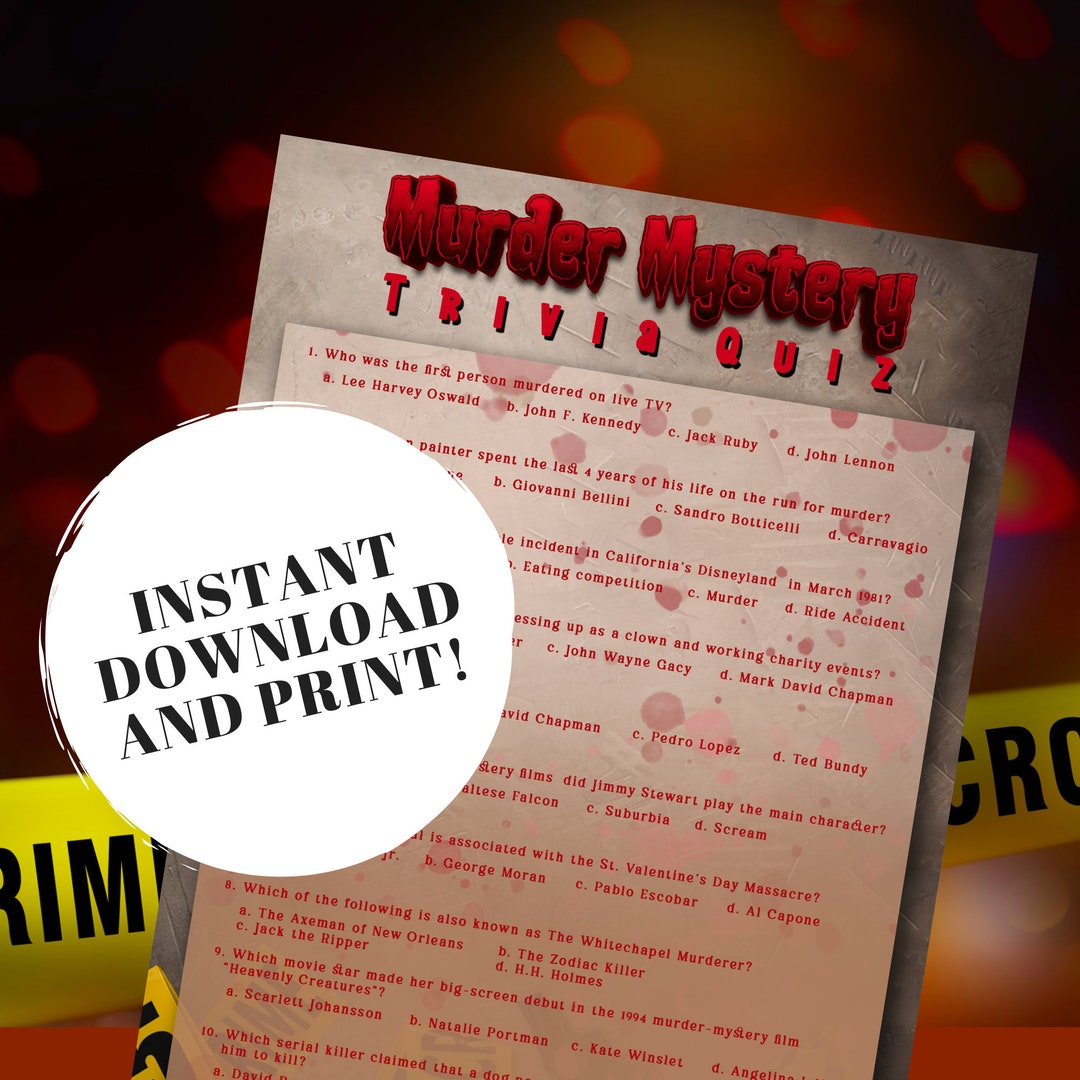 Murder Mystery Trivia Quiz W/ Answers Printable Trivia Game, Murder ...