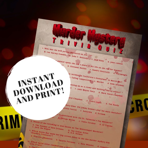 Murder Mystery Trivia Quiz W/ Answers Printable Trivia Game - Etsy