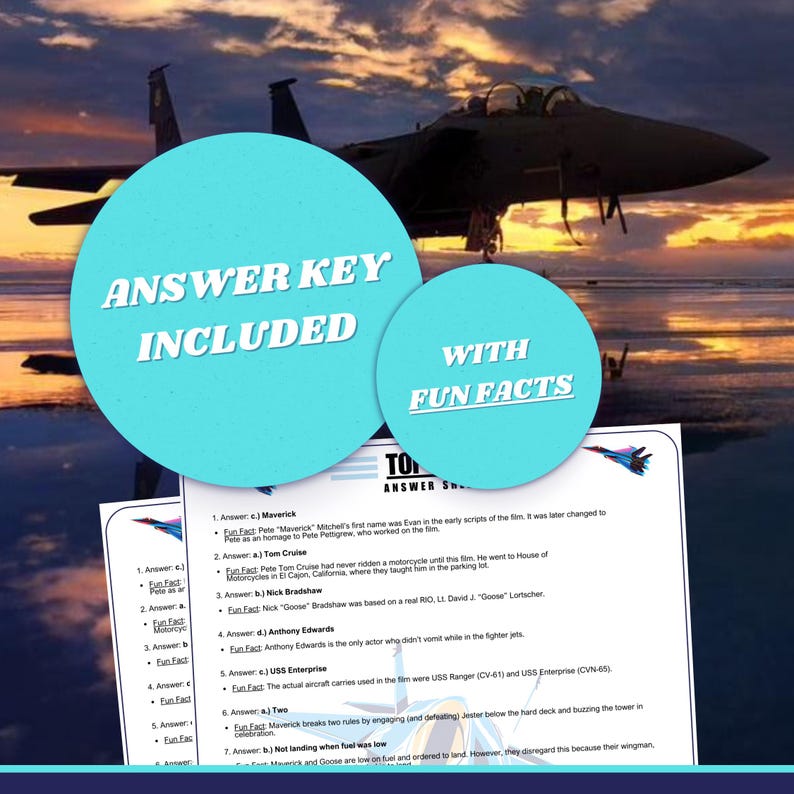 Top Gun Movie Trivia Quiz - Printable Party Game (PDF) - Etsy