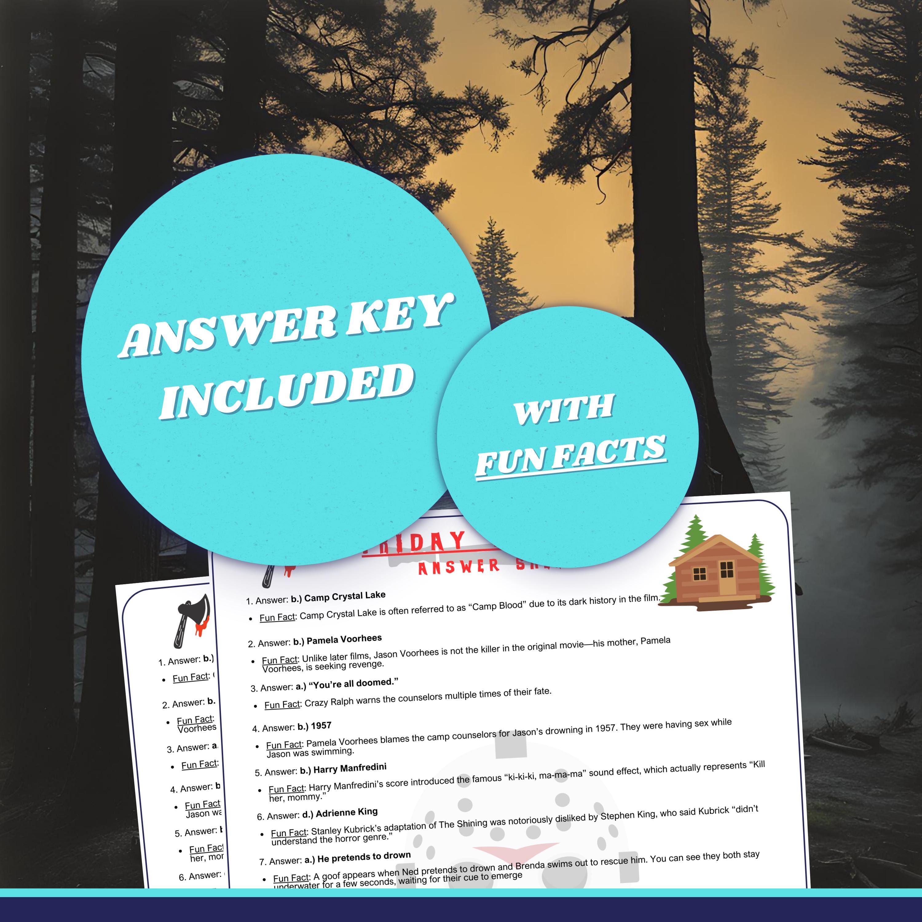 Friday the 13th Trivia Quiz - Printable Trivia Game, Horror Movie Party ...