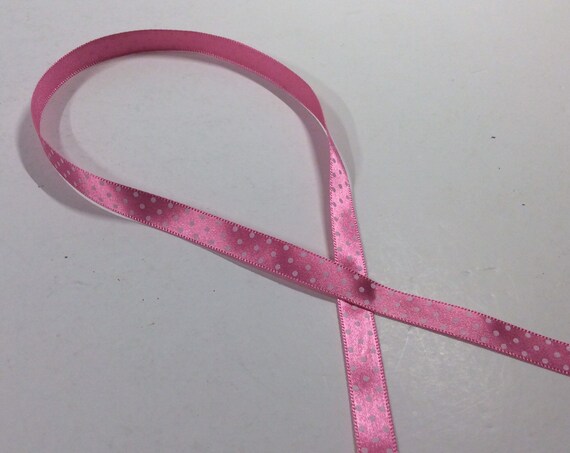 1/4 Single-faced Baby Pink Polka Dot Satin Ribbon 5 Yards | Etsy