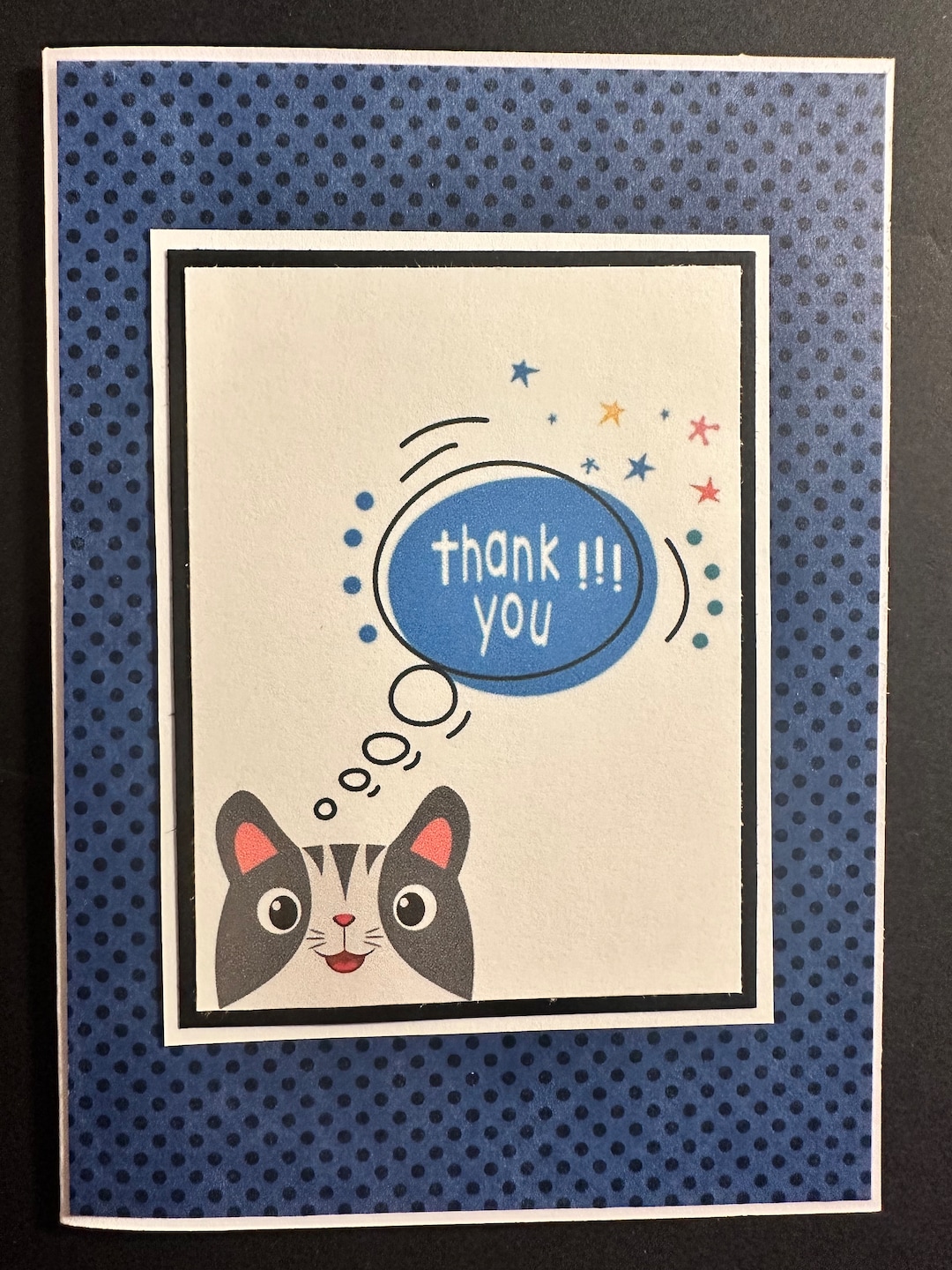 Cute Cat Thank You handmade Card - Etsy
