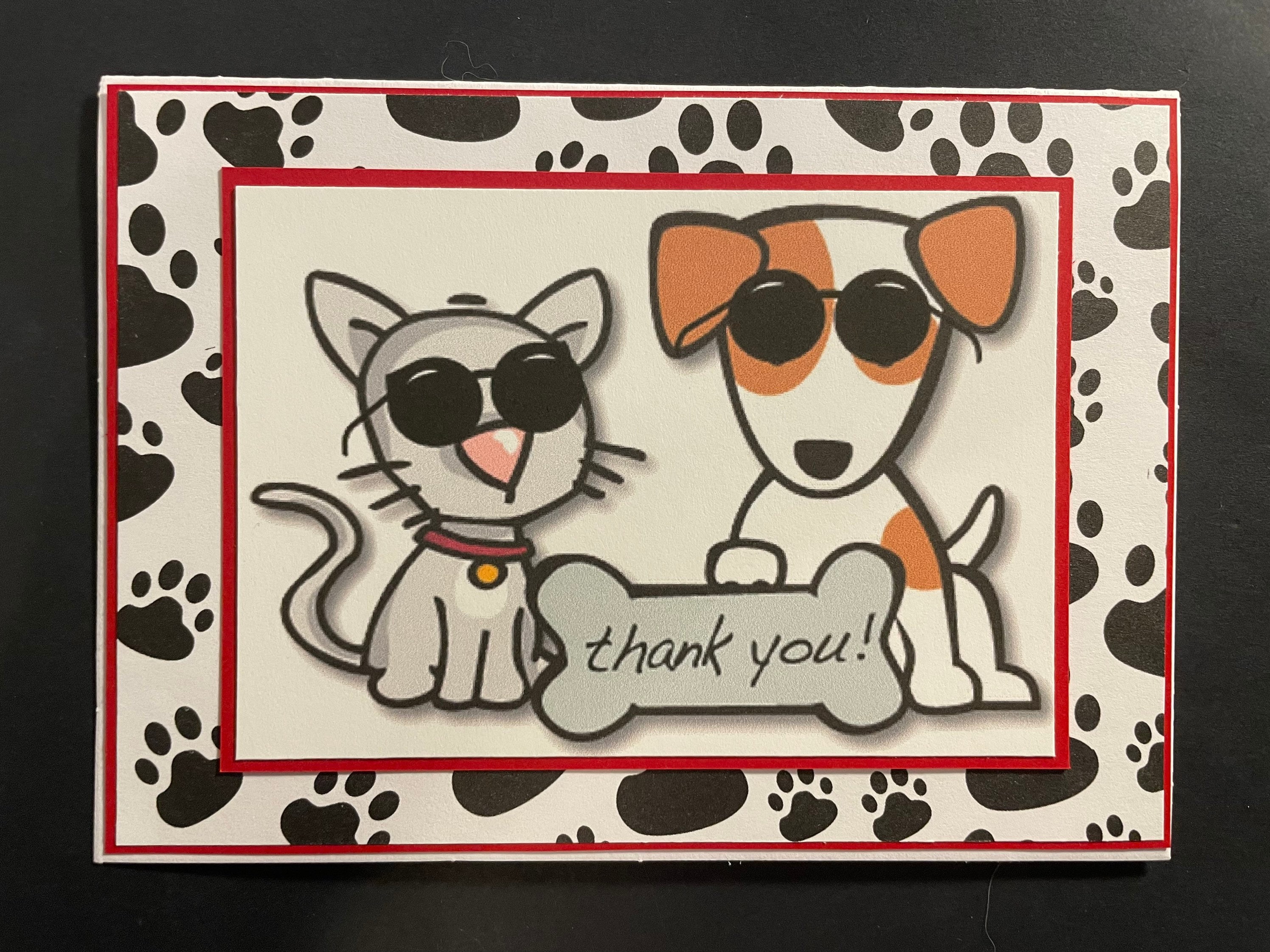 Cat/dog Fan Thank You Card Handmade - Etsy
