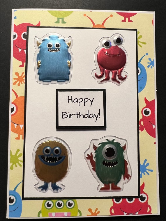 Cute Monster Birthday Card - Etsy