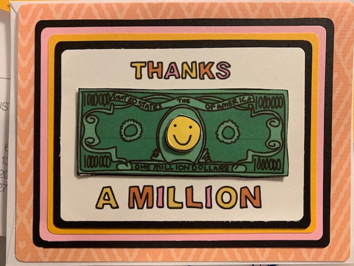 Thanks a Million Thank You Card Handmade | Etsy