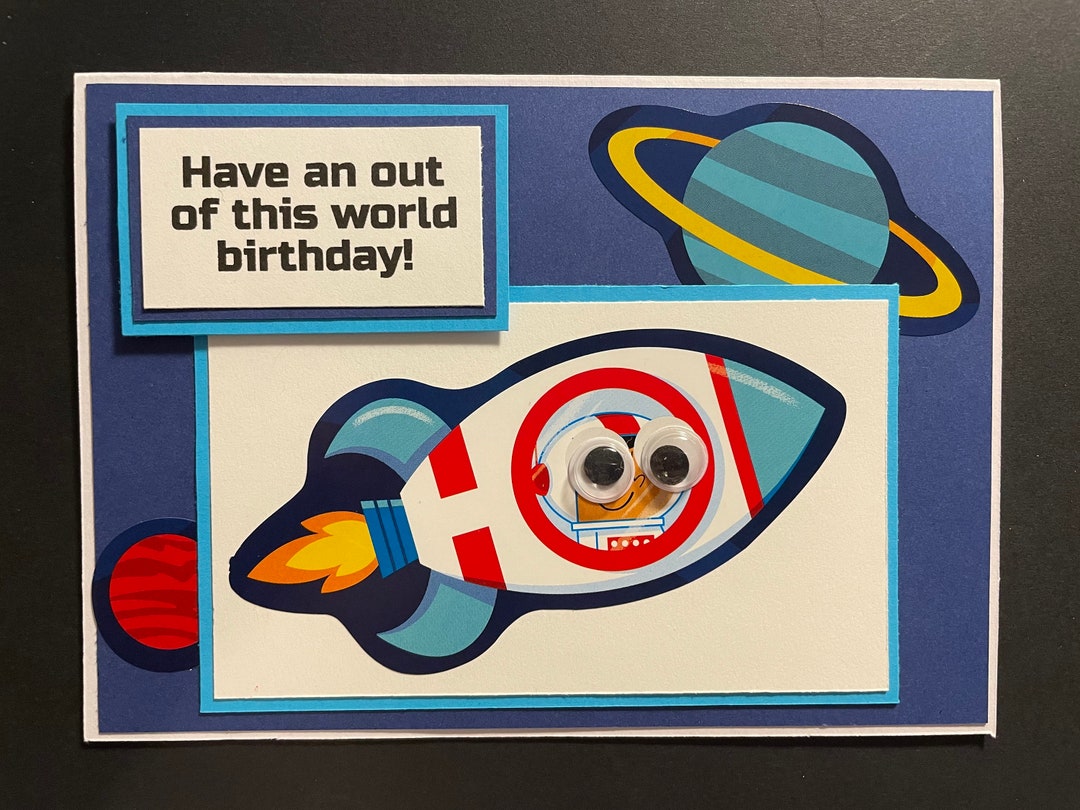Handmade space Theme Birthday Card - Etsy