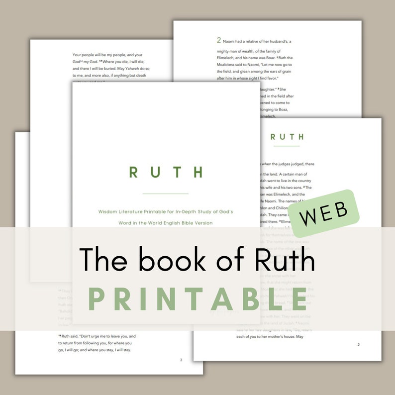 Ruth Printable || Bible Reading & Journaling || Scripture Study and ...