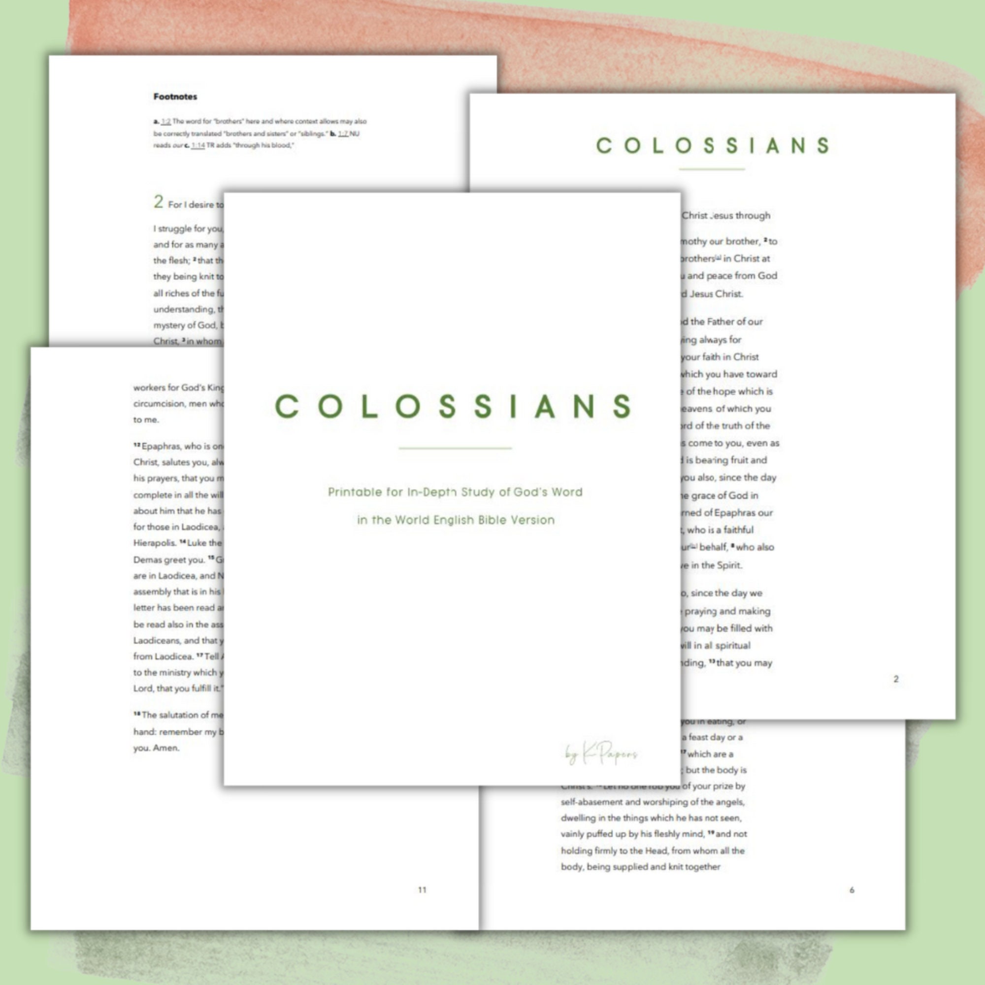 Colossians Printable || Bible Reading & Journaling || Scripture Study ...