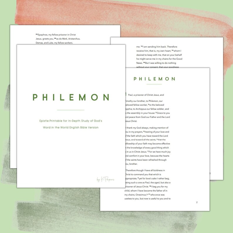 Philemon Printable Bible Reading & Journaling Scripture Study and Notes ...