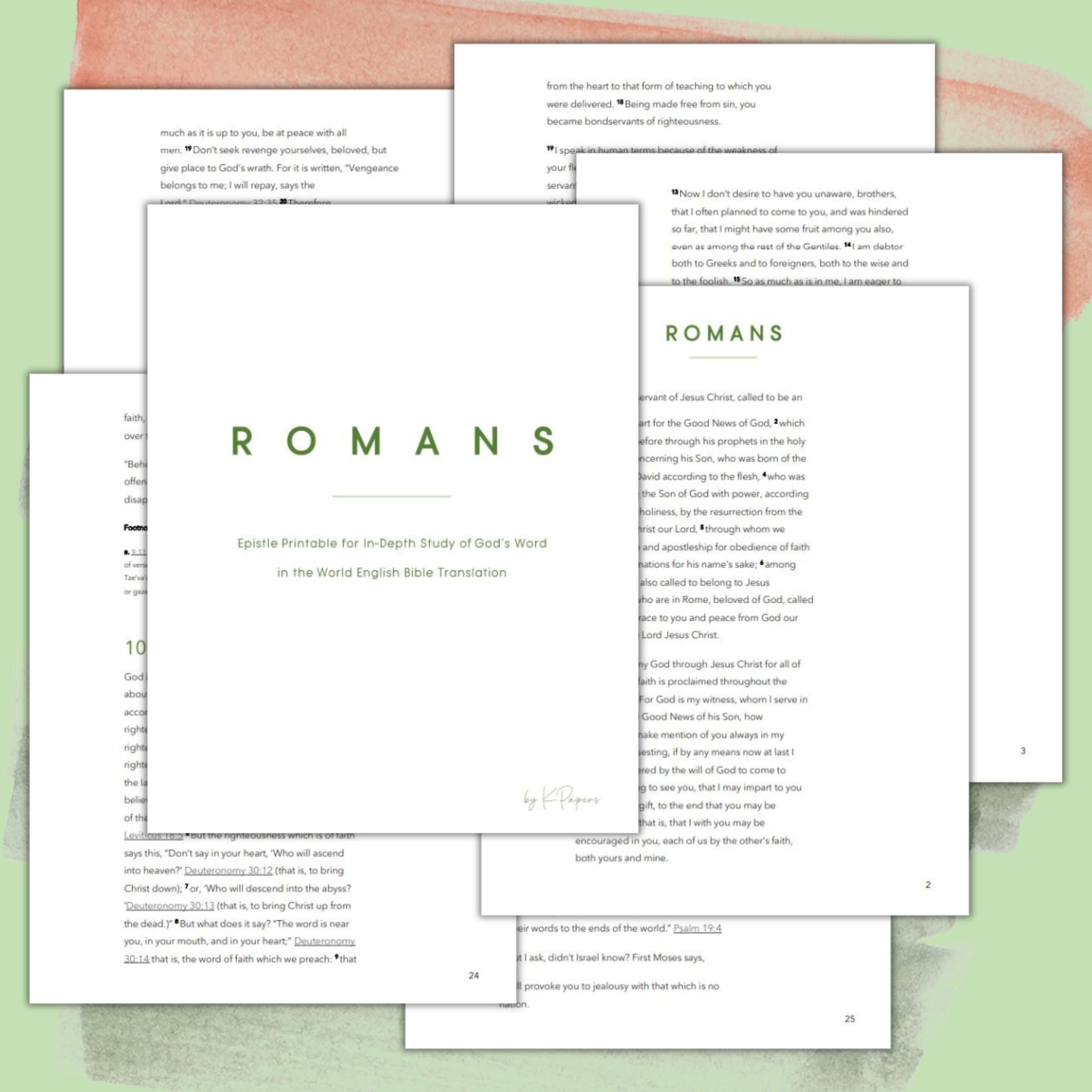 Romans Printable || Bible Reading & Journaling || Scripture Study and ...