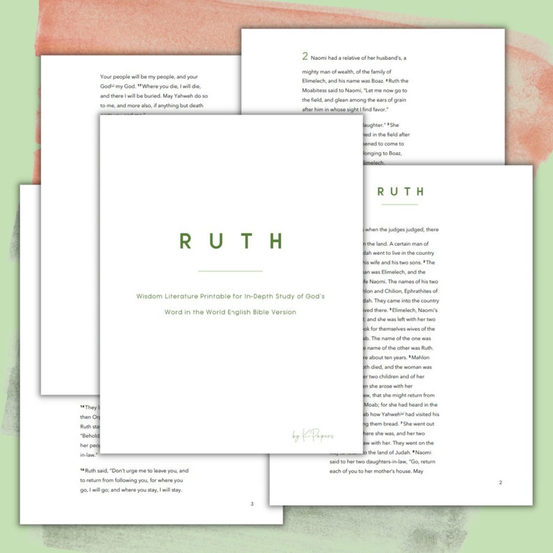 Ruth Printable || Bible Reading & Journaling || Scripture Study and ...