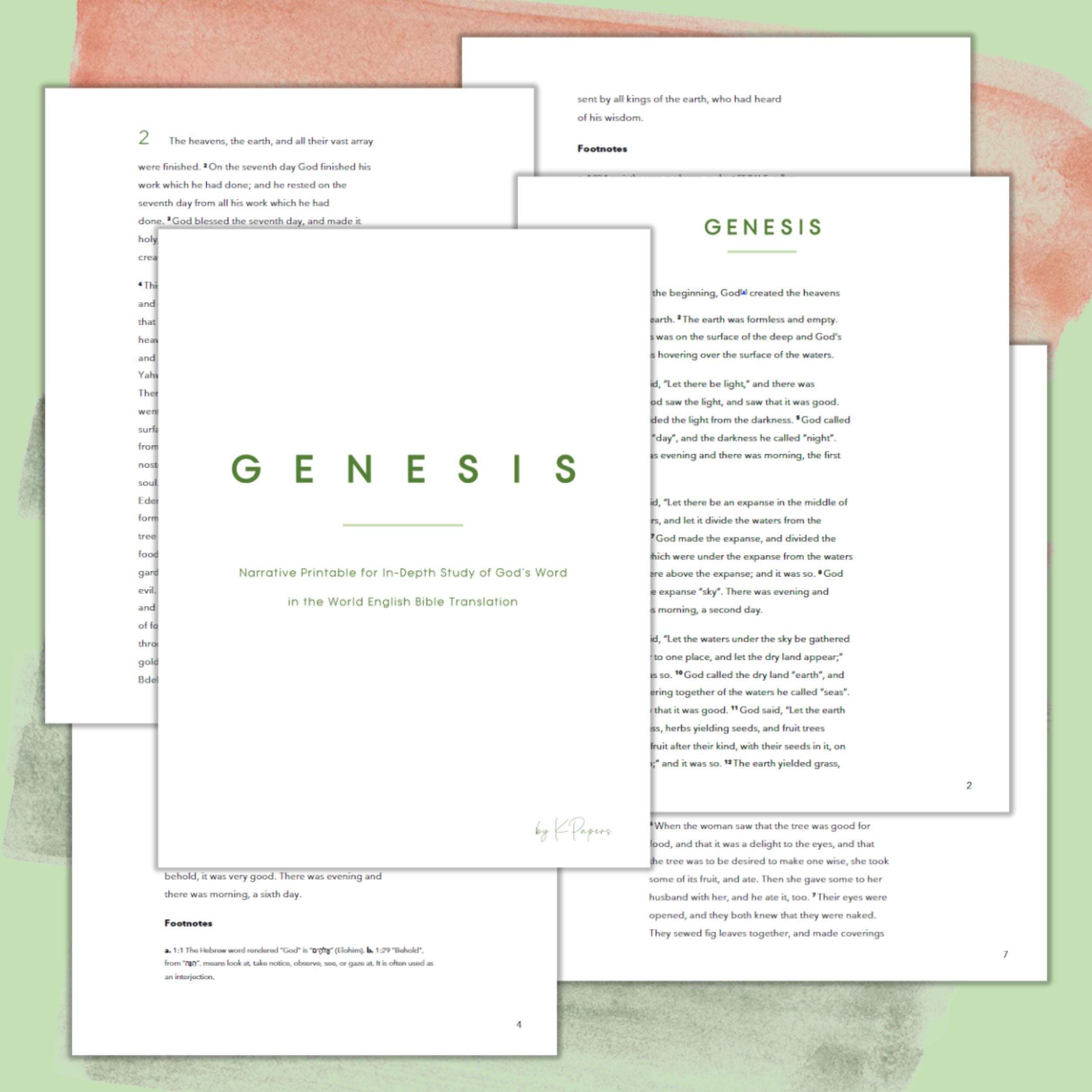 Genesis Printable (WEB Translation, Digital Download) - Etsy