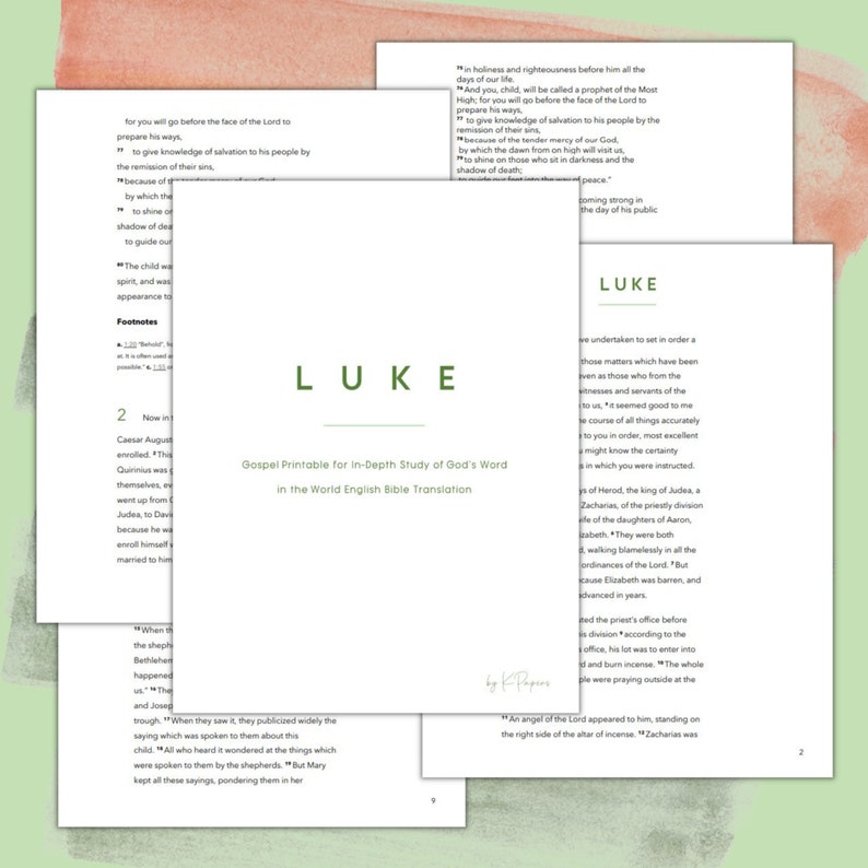 Luke Printable || Bible Reading & Journaling || Scripture Study and ...